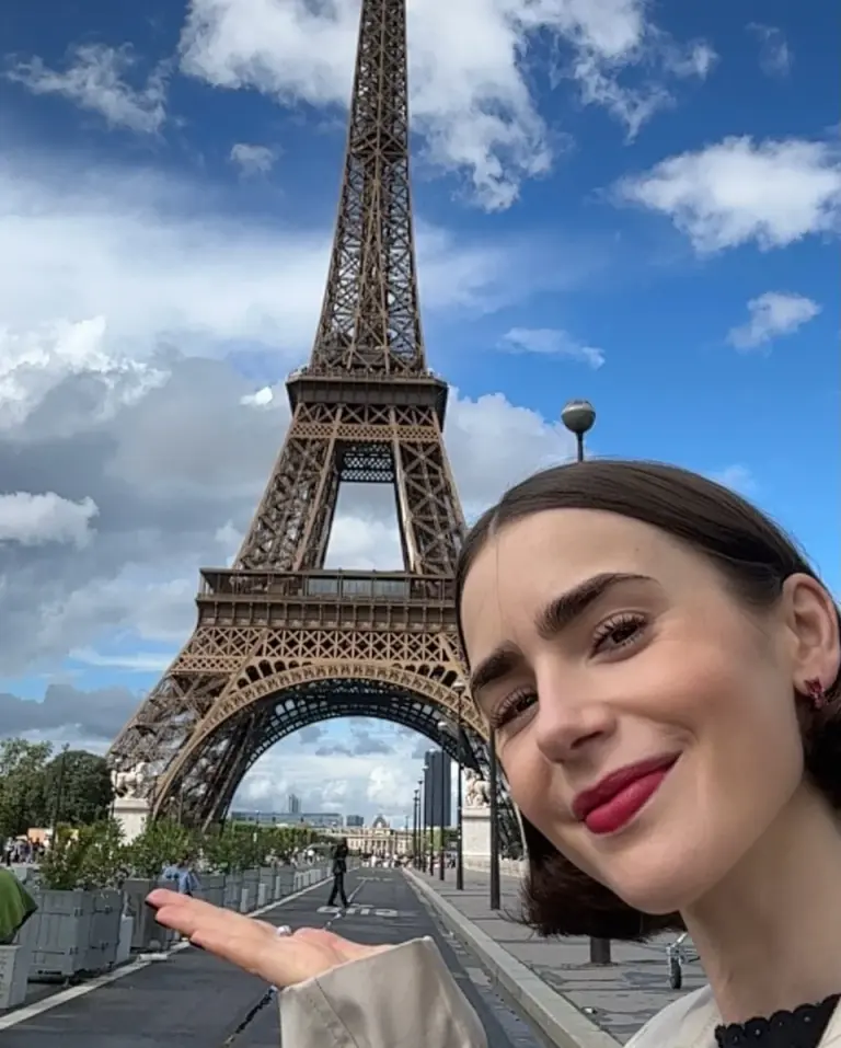 "Red Power That Dwarfs the Eiffel Tower"… Lily Collins Turns Paris ...
